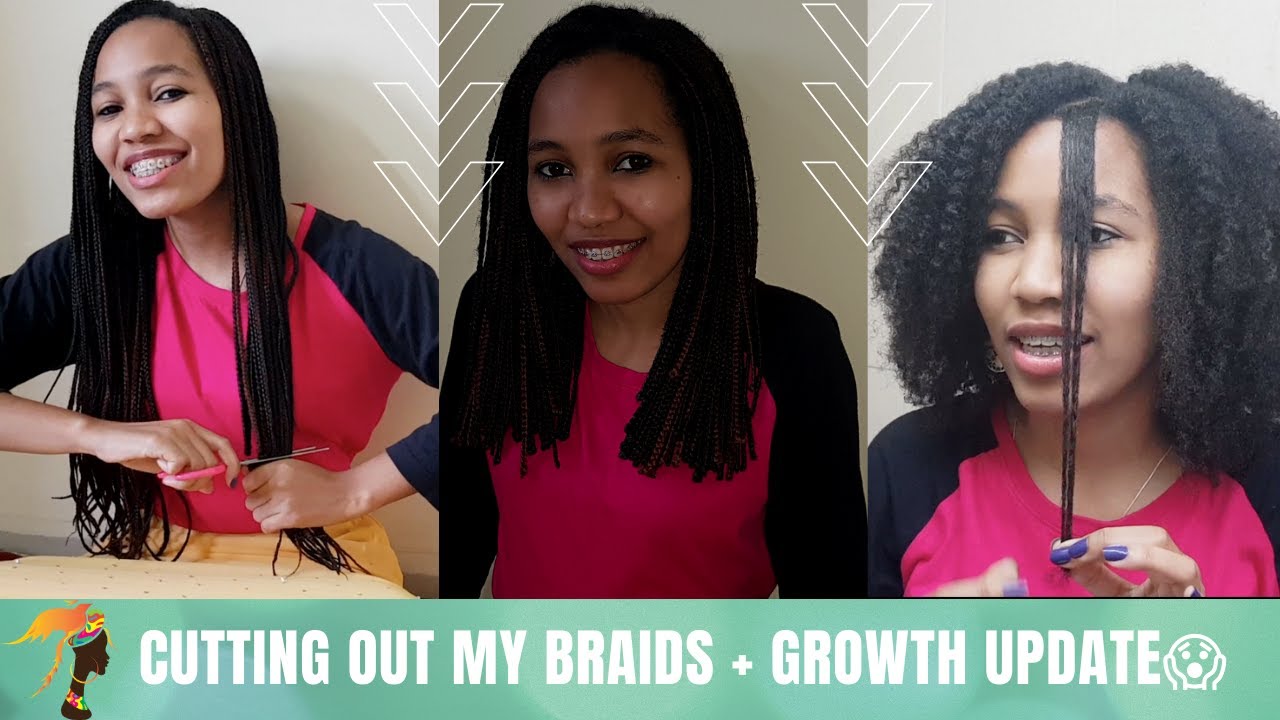 how to remove braids | Cutting Out My Braids | My Curls + Growth - YouTube