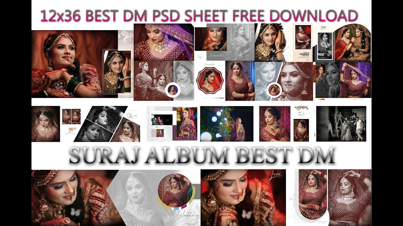 12x36 wedding album dm psd templates for photoshop free download - YouTube