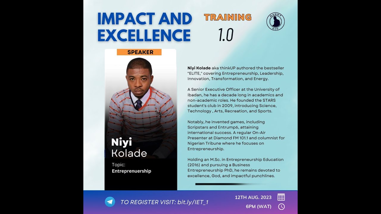 Mr Niyi Kolade speaks on "ENTREPRENEURSHIP" at the FINANCIAL EXCELLENCE ...