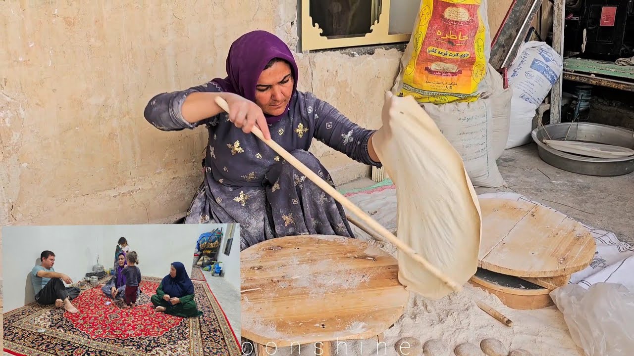 Baking local bread. Buying cement and moving things to the room to ...