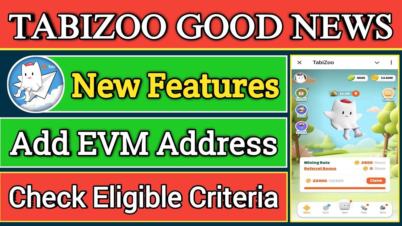 TabiZoo Airdrop Eligible Criteria | TabiZoo Add EVM Address | New Features Add | Tabi Mining ...