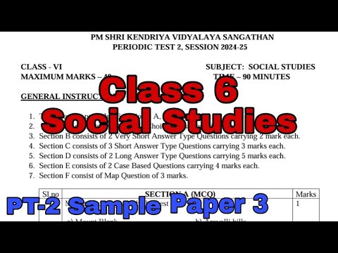 Class 6 Social Studies PT2 Question Paper 2024 | Class 6 Social Science ...