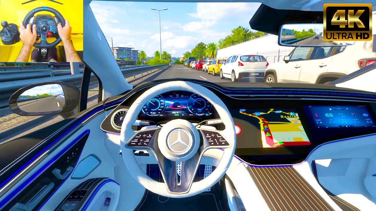 Mercedes-Benz EQS 580 4MATIC | RTX 4080 4K 60FPS | ETS2 | Logitech g29 ...