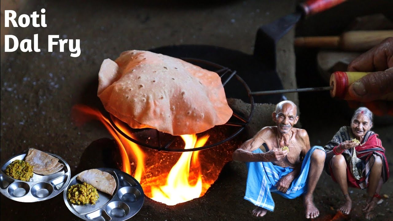 90 Years Old Grandpa Cooking Roti and Dal Fry || Aja Kitchen - YouTube