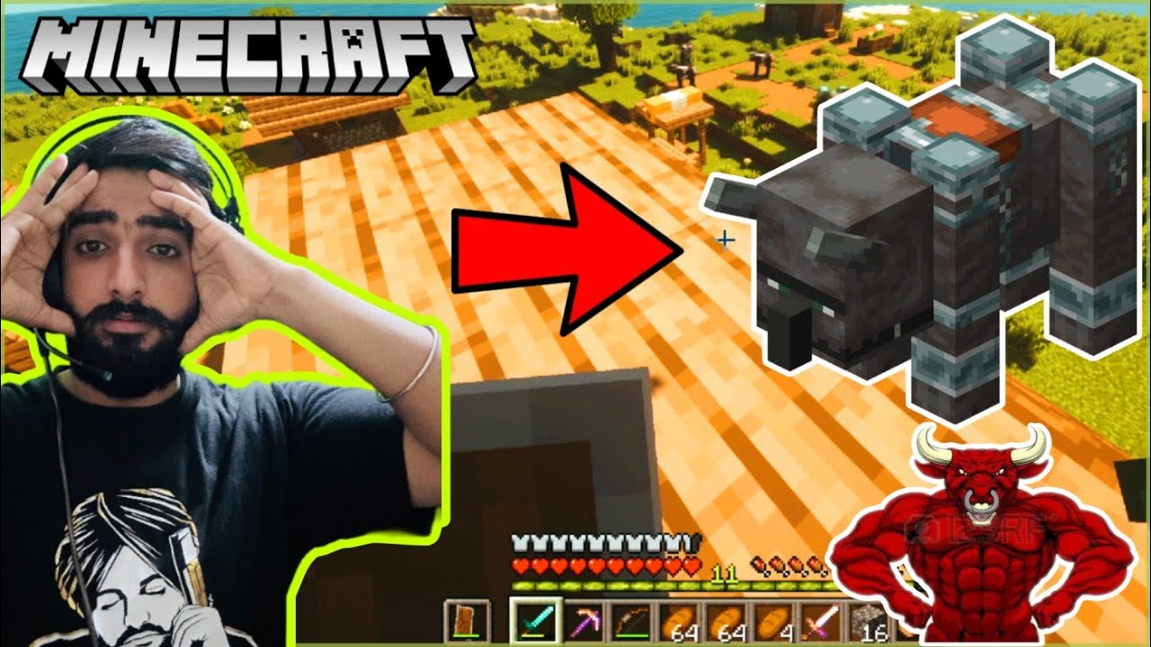 Village Raid Fight With Ravager Bull In Minecraft - YouTube