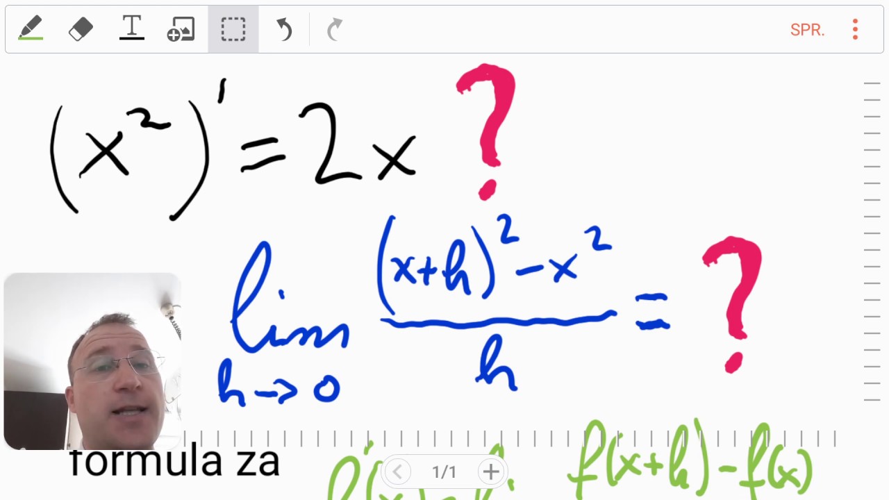 Kako računati derivaciju preko limesa Primjer kvadratne funkcije - YouTube