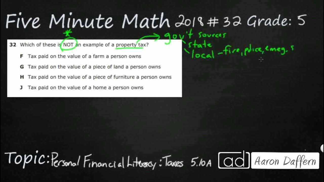 5th Grade STAAR Practice Personal Financial Literacy: Taxes (5.10A - #3 ...