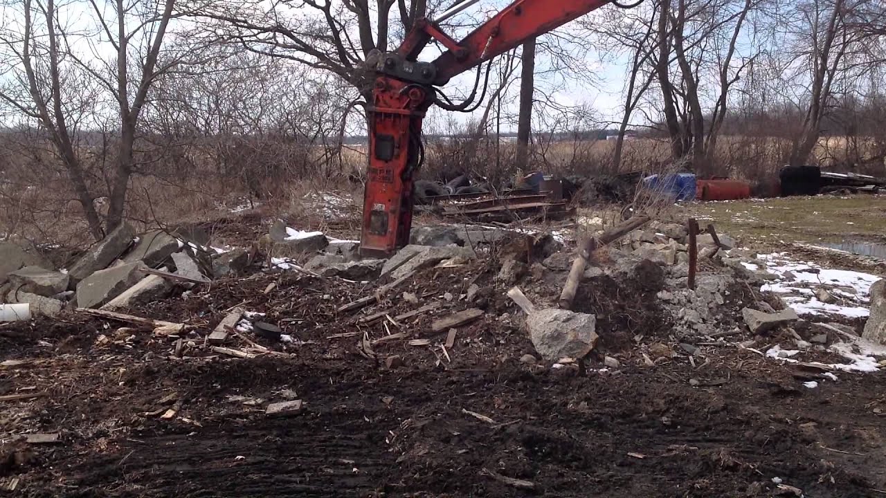 NPK Model E210A Hydraulic Hammer on Fabricated Stand lot 966 - YouTube