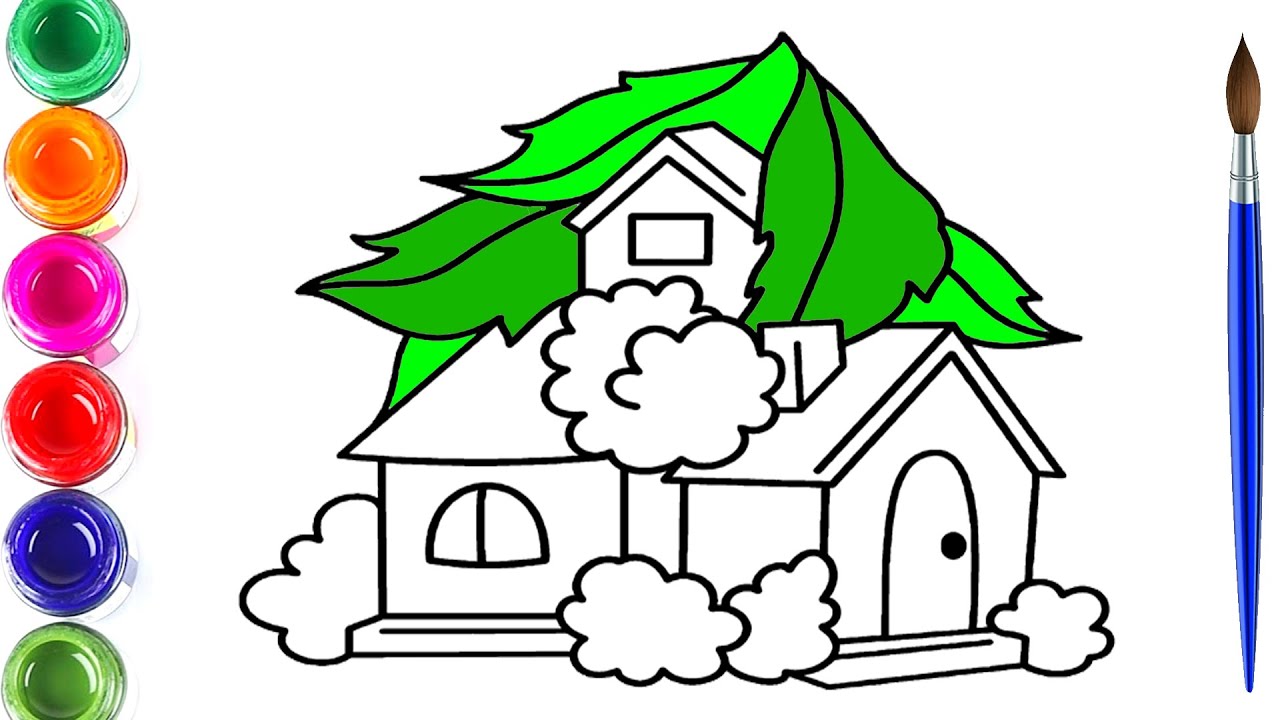Beautiful House Drawing & Coloring For Kids | Kids Art | How To Draw ...