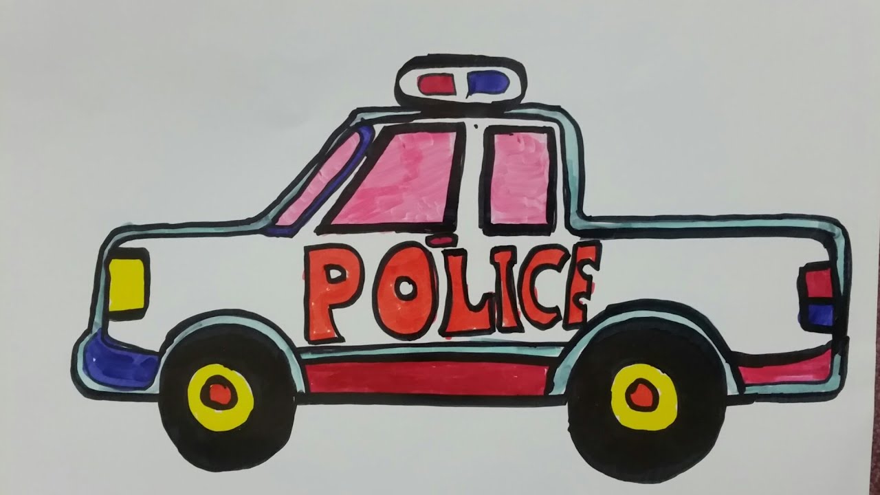 How to Draw a Police Car easy - Polis arabası çizimi - Police car ...