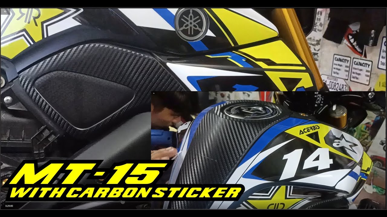 MT-15 STICKER WITH CARBON FIBER STICKER - YouTube