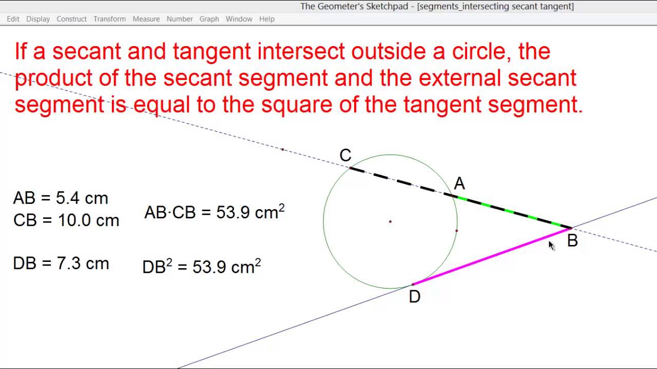 Segments When A Secant And Tangent Intersect Demonstration YouTube