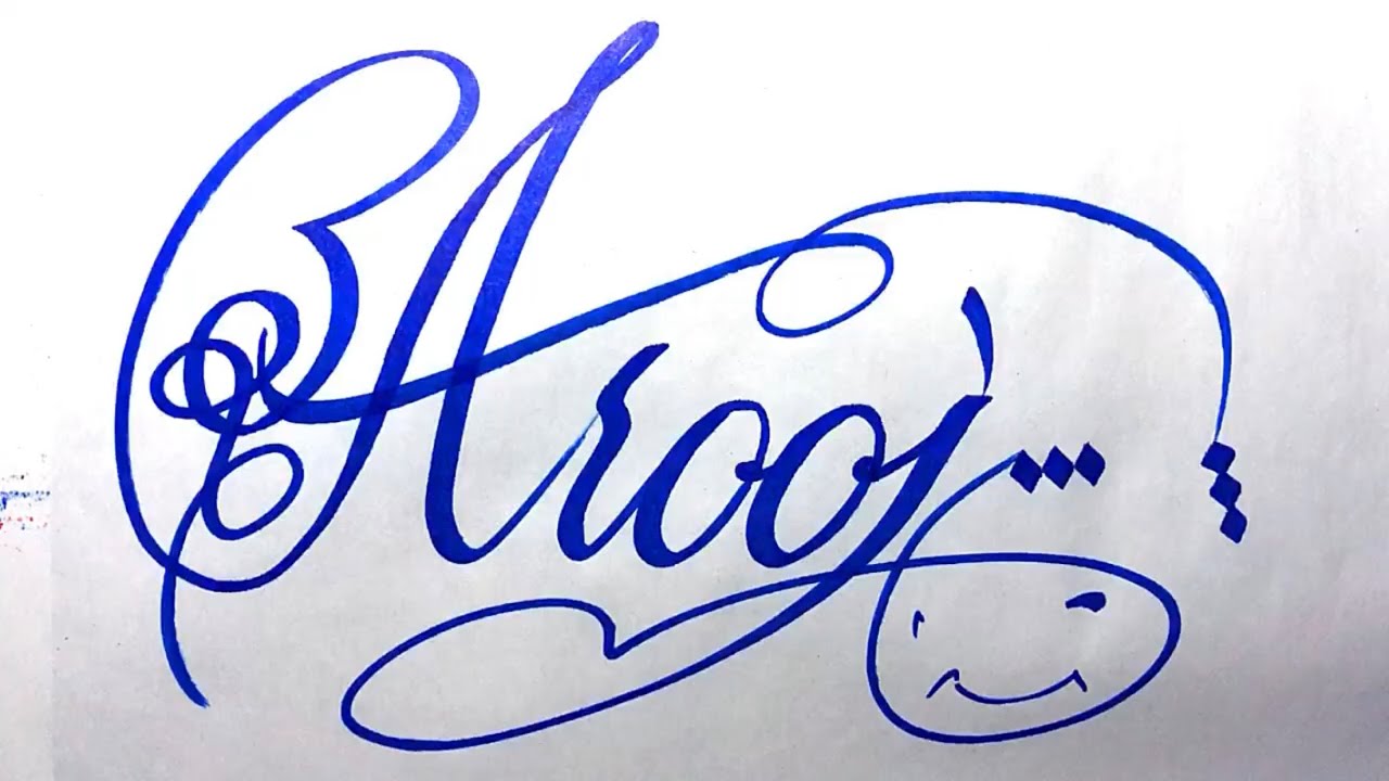 Arooj Name Signature Calligraphy Status | How to Cursive write with cut ...