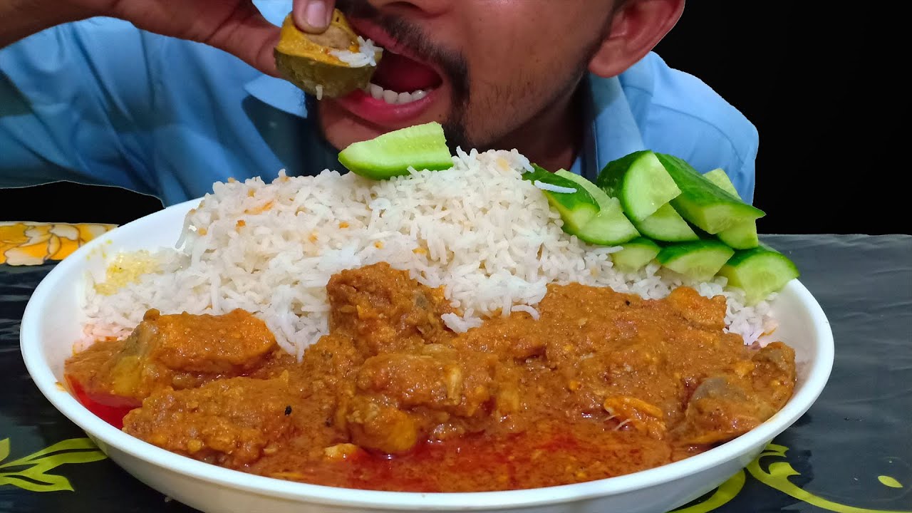tamil chicken curry and white rice eating | messy food eating | mukbang ...