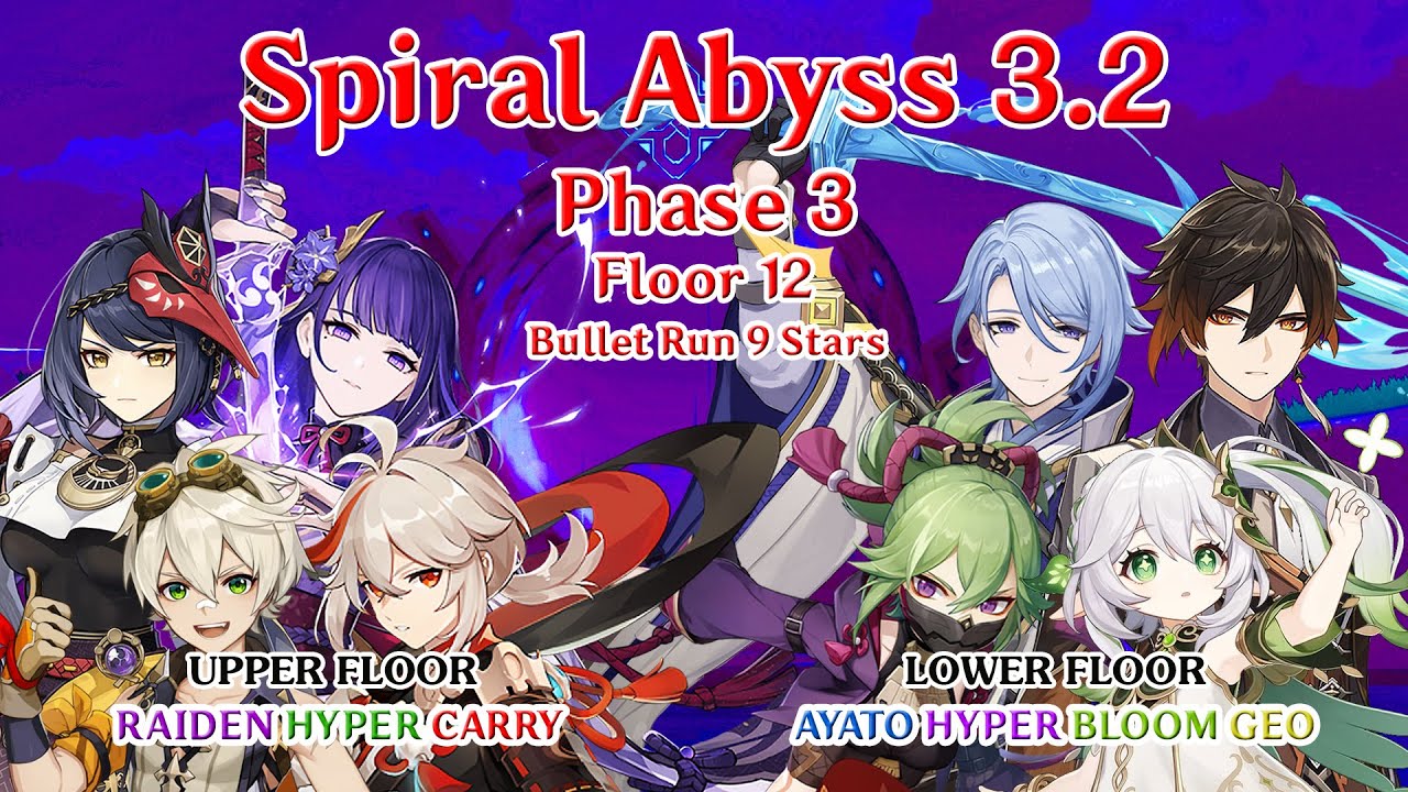 Spiral Abyss 3.2 Phase 3 - Floor 12 Bullet Run 9 Stars - Raiden Hyper ...