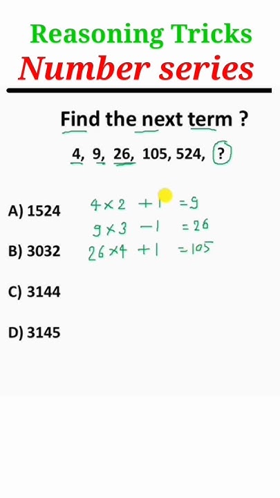 4,9,26,105,524,?/Find the next term/ Number series problem #shorts #reasoningquestions - YouTube
