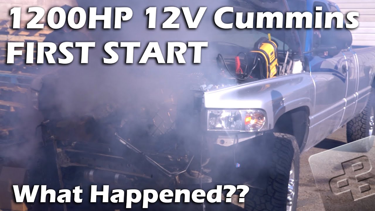 First Start Up 1200HP Stroker 12V Cummins - YouTube