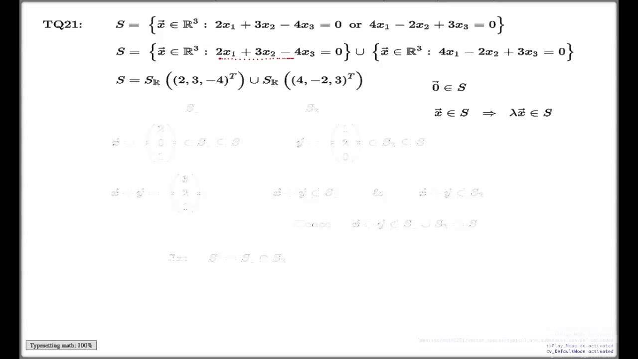 Examples of non subspaces, Tutorial Q21 - YouTube