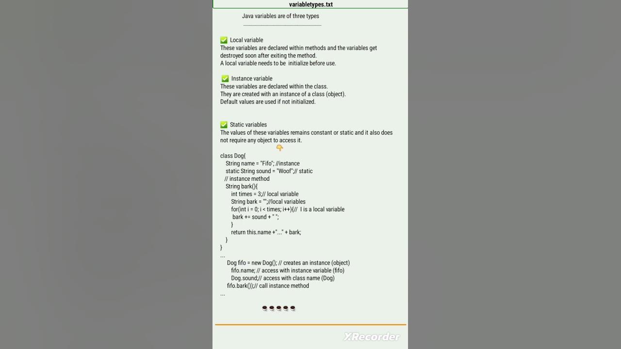 One Minute Java Variable Types Java Programming Computerscience