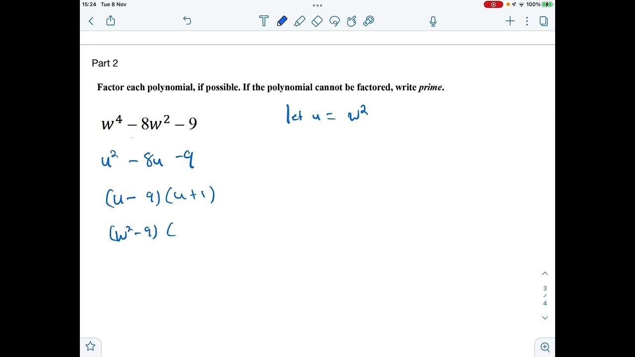 Factoring with a u substitution - YouTube