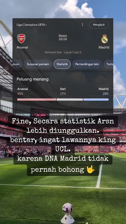 Sekali lagi. Madrid tidak butuh statistik. krn DNA UCL tidak akan bohong #realmadrid #arsenal ...