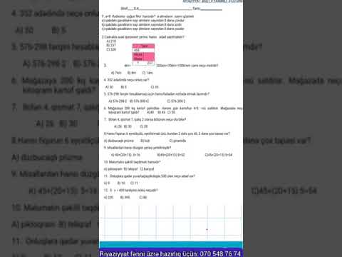 3-cü Sinif Şagirdləri üçün BSQ testlərinin İZAHI