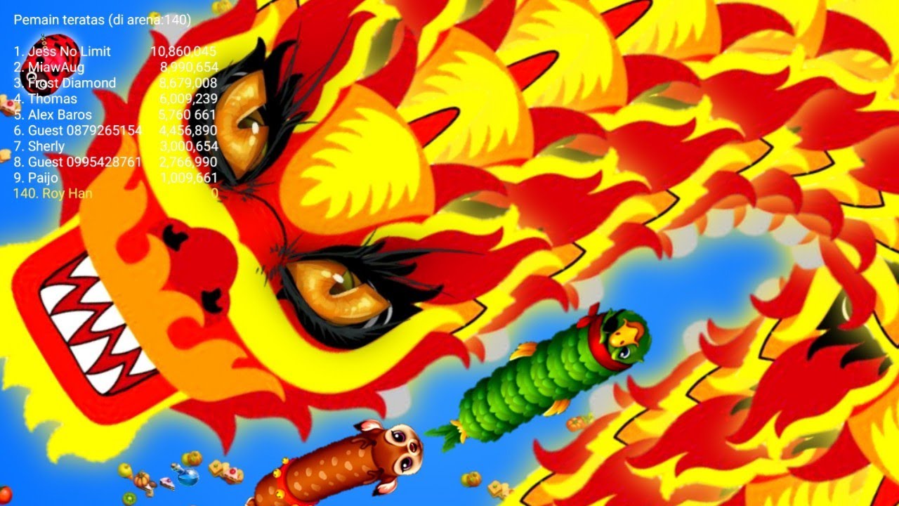 WORMSZONE.IO 🐍 GIANT DRAGON WORMS TOP 01 #625 | Epic Worms Zone Best ...