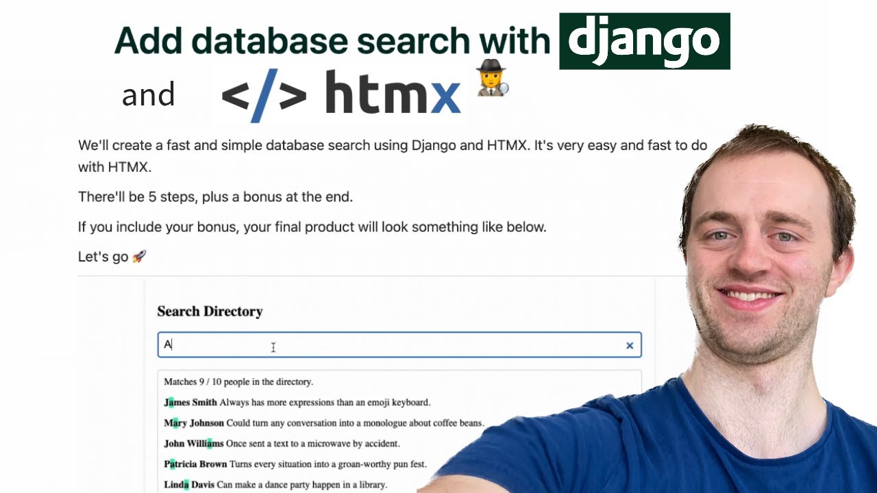 How to add INSTANT database search with Django and HTMX 🕵️ - YouTube