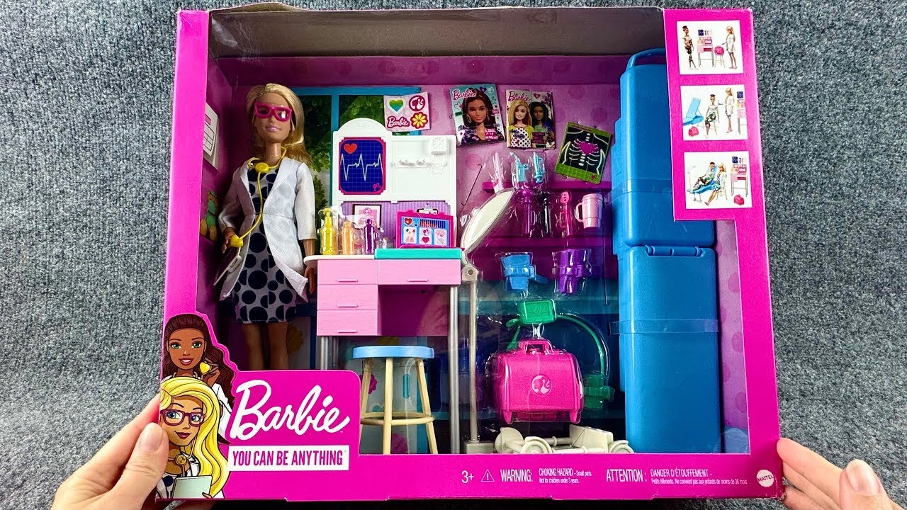 7 Min ASMR Barbie Doctor Playset | Satisfying Unboxing Sounds - YouTube