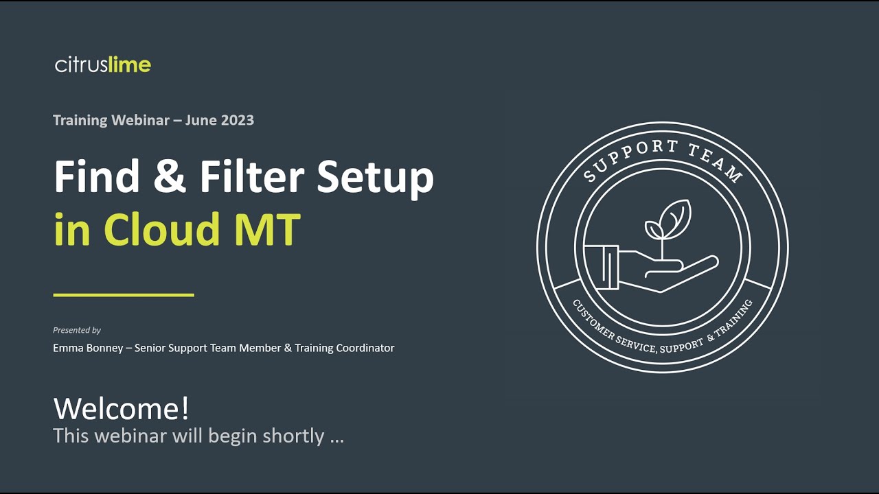 Training Webinar | Find & Filter Setup in Cloud MT - YouTube