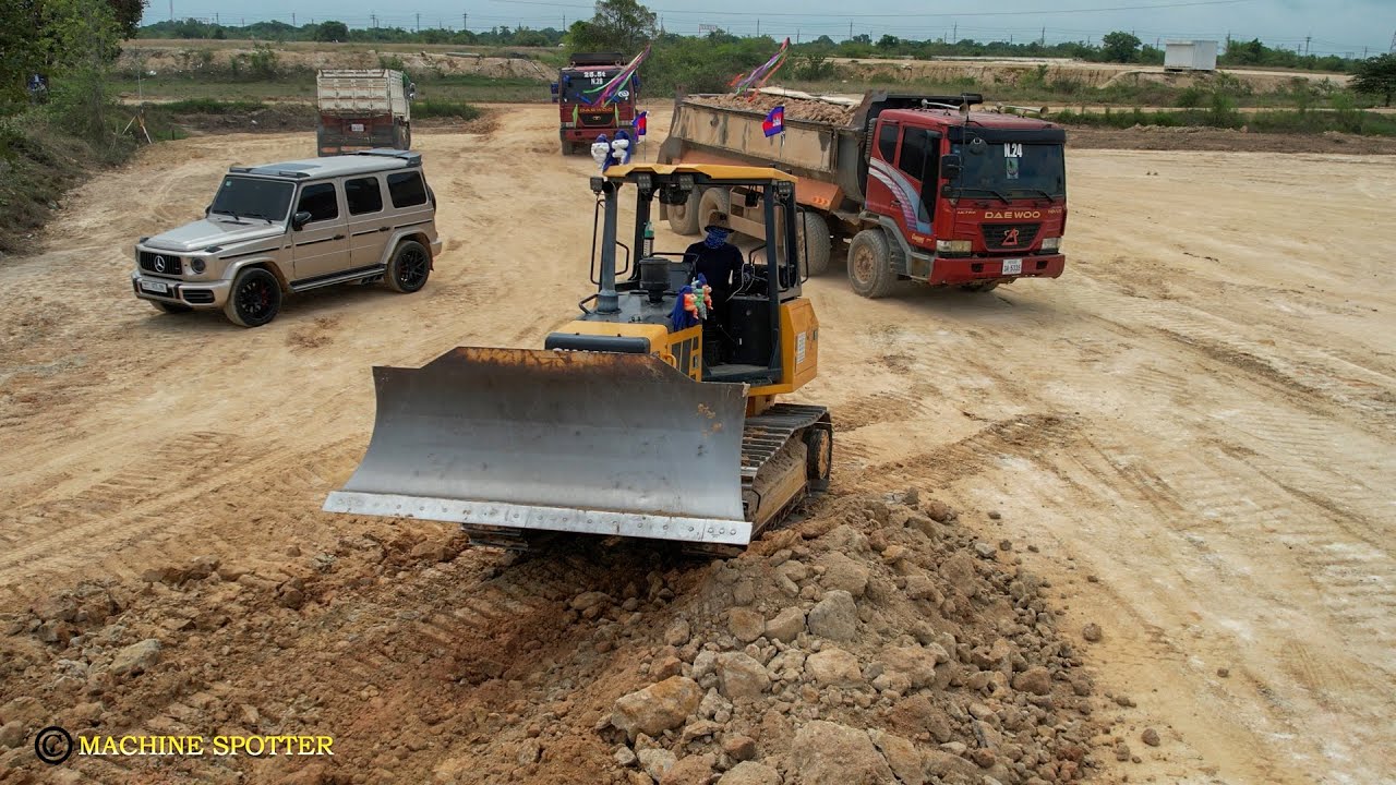 Excellent Activities Work Techniques Build New Road Dozer Pushing Soil ...