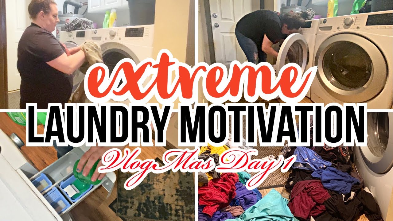 Extreme laundry motivation|Vlogmas|fold with me|realistic laundry ...