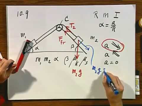 Module 21 02 Two blocks on rough slopes, connected by a pulley - YouTube