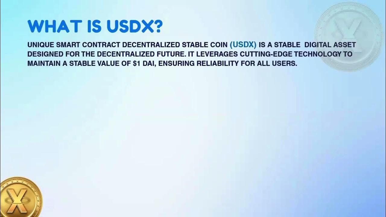 Unique Smart Contract Decentralised Stable Coin. USDX - YouTube