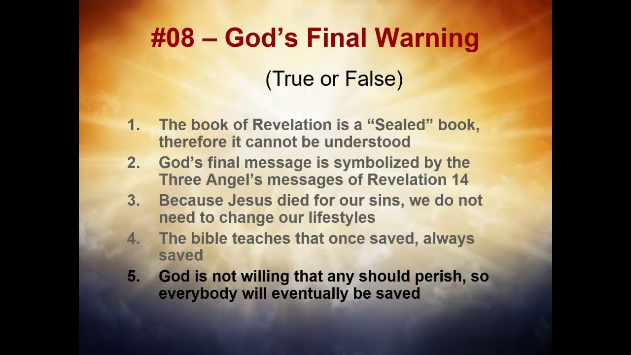 COUNTDOWN TO ETERNITY DAY08-GOD'S FINAL WARNING - YouTube