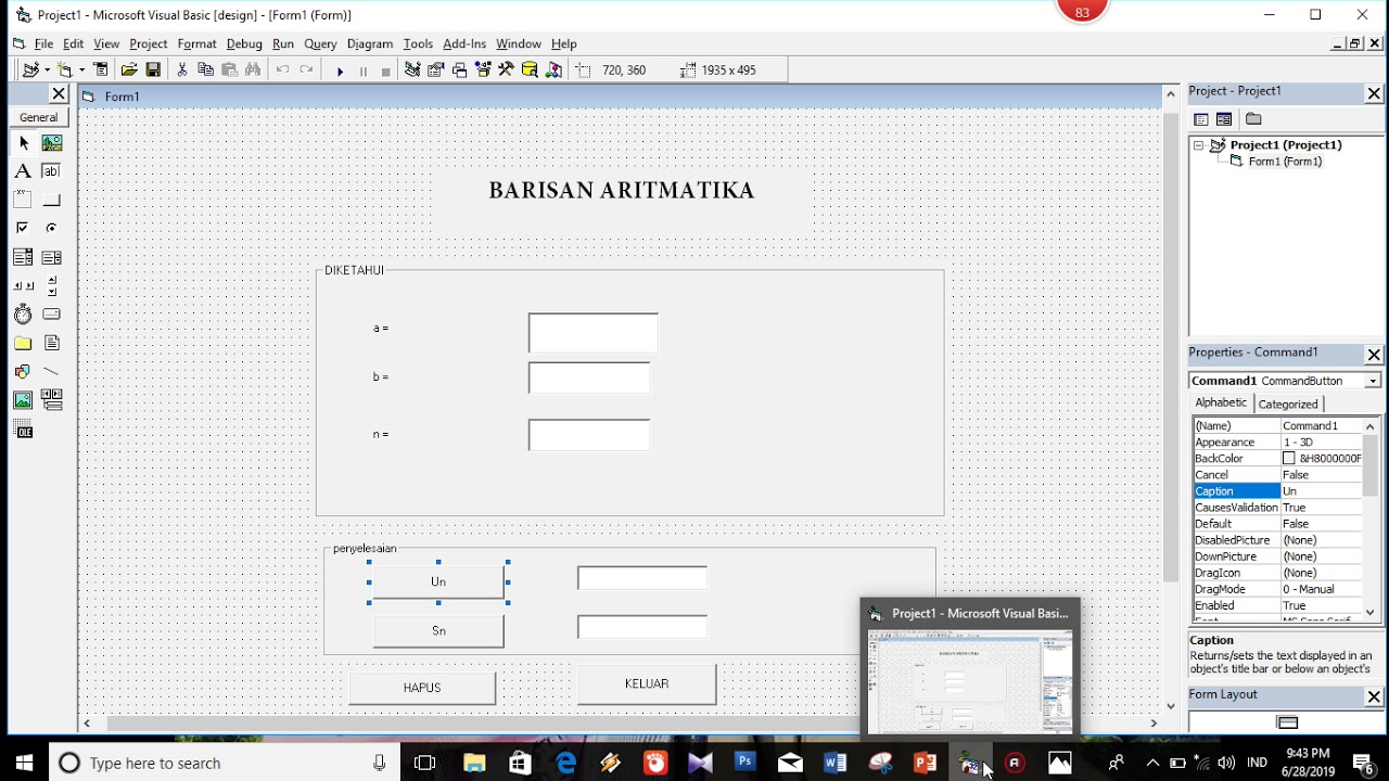 MENGHITUNG BARISAN ARITMATIKA DENGAN APLIKASI VISUAL BASIC (NUR WAHIDA, 6.A) - YouTube