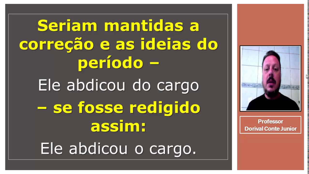 QUESTÃO REGÊNCIA Verbo Abdicar - YouTube