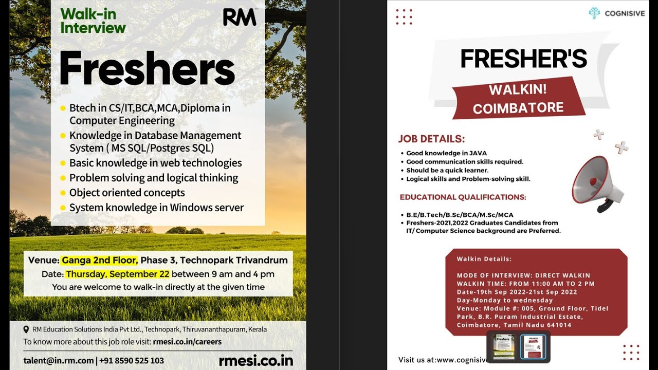 Two Walk-In Interview For Freshers With Good Salary - YouTube