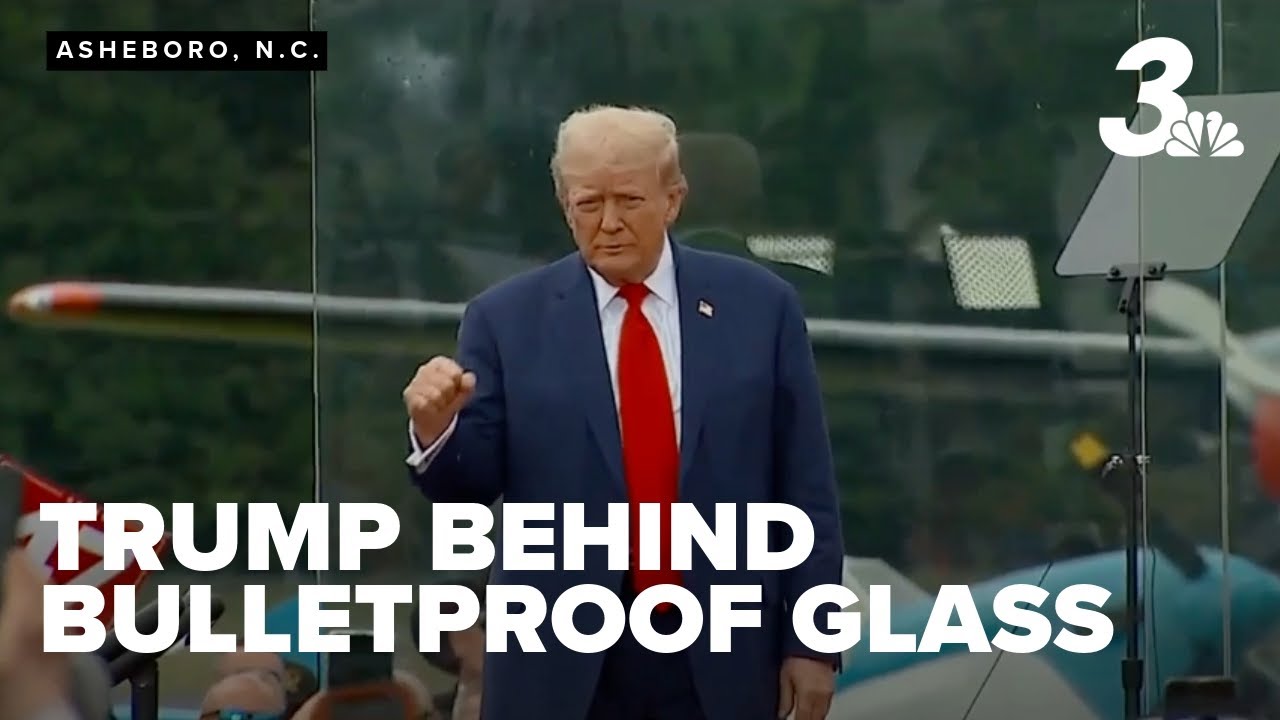 Former President Trump takes stage in North Carolina behind bulletproof ...