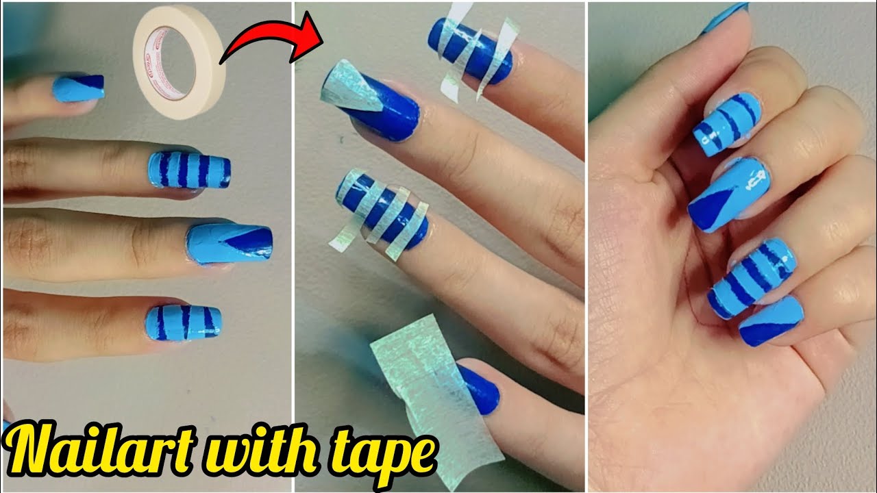 Nailart with tape || Easy nailart with paper tape #nails # ...