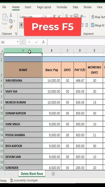 Delete Multiple Blank Rows instantly in Ms-Excel #shorts - YouTube