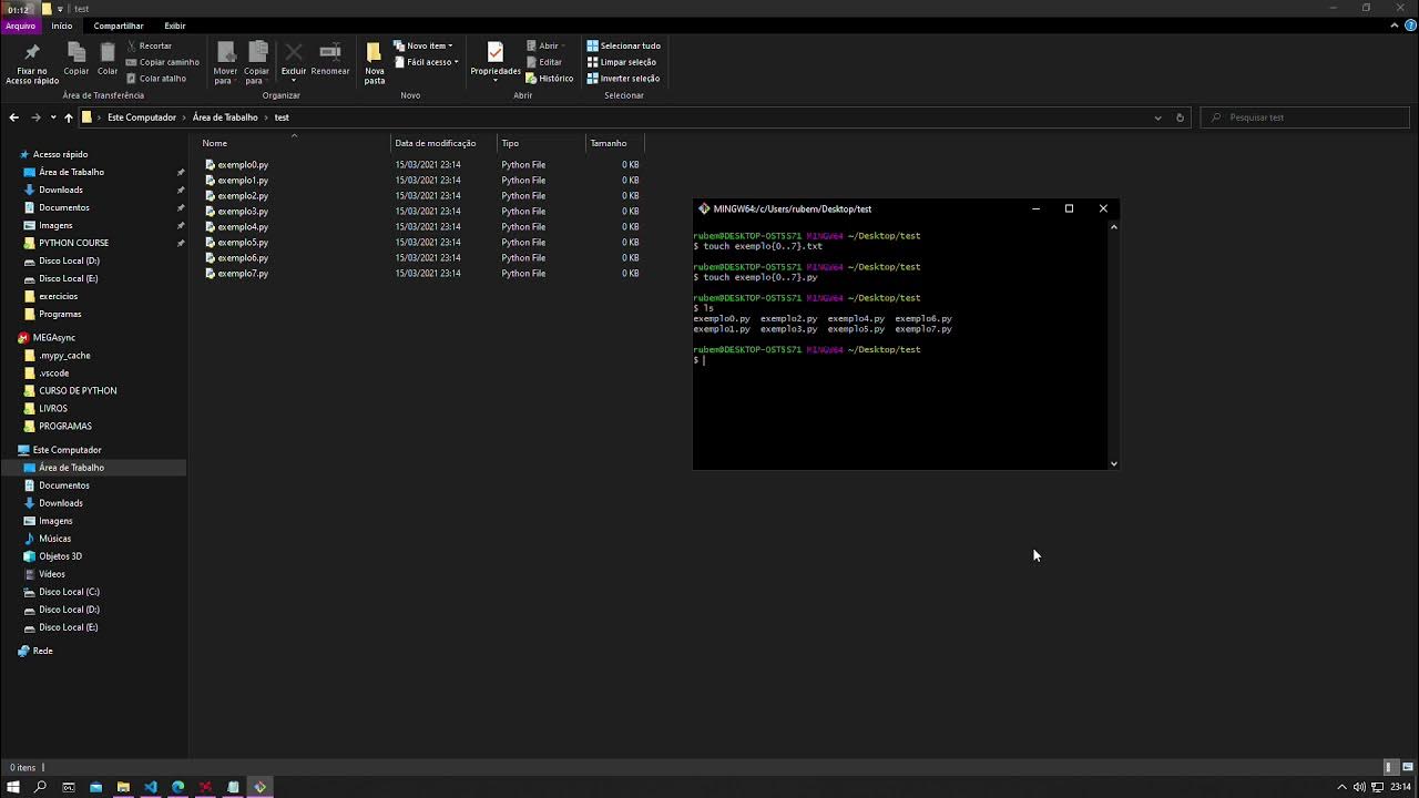 Criando vários arquivos pelo terminal bash/comando 'touch'. - YouTube
