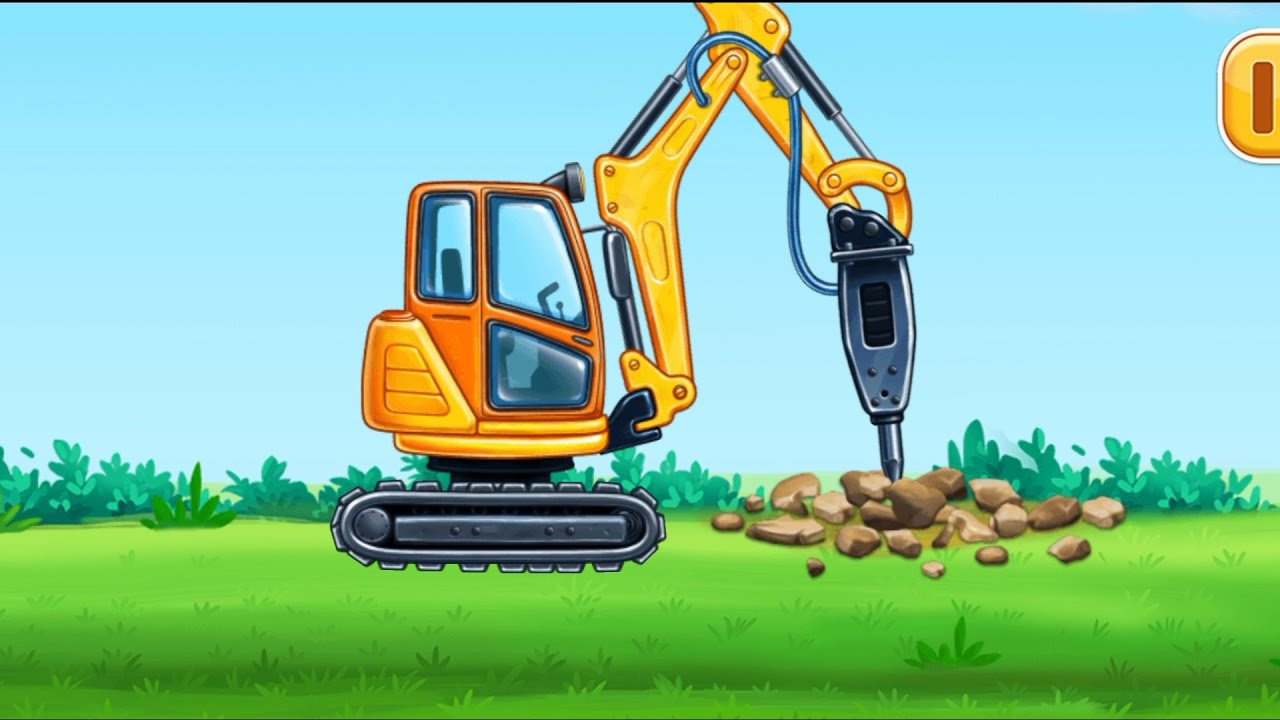 Excavator Driller & cutter trucks for kids Baypass Road Construction ...