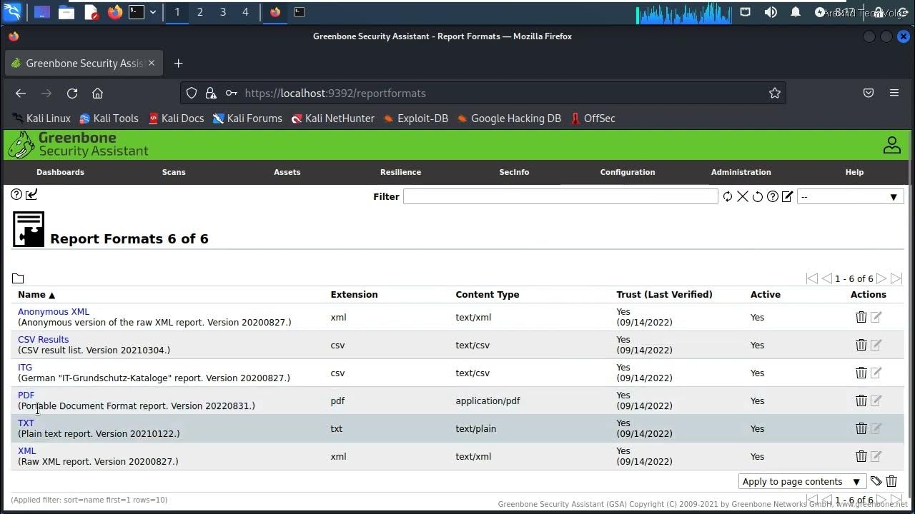 how to verify report formats in openvas tool in kali linux - YouTube