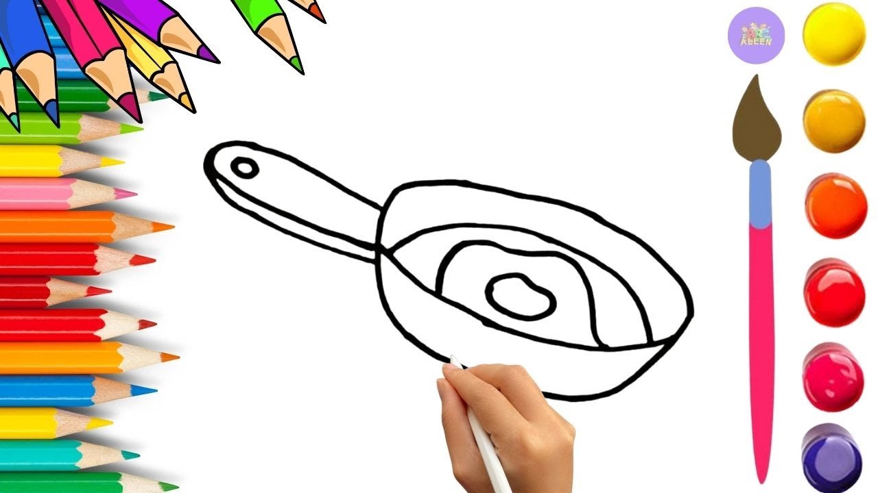 How To Draw cute Pan Drawing, Painting & Coloring For Kids and Toddlers ...