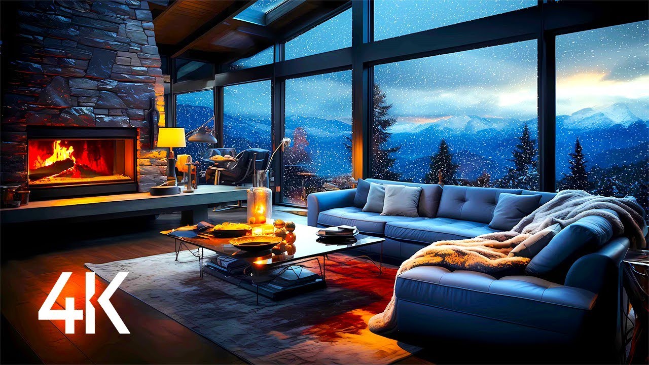 Cozy Fireplace Ambience with Snowy Winter Scenery - YouTube