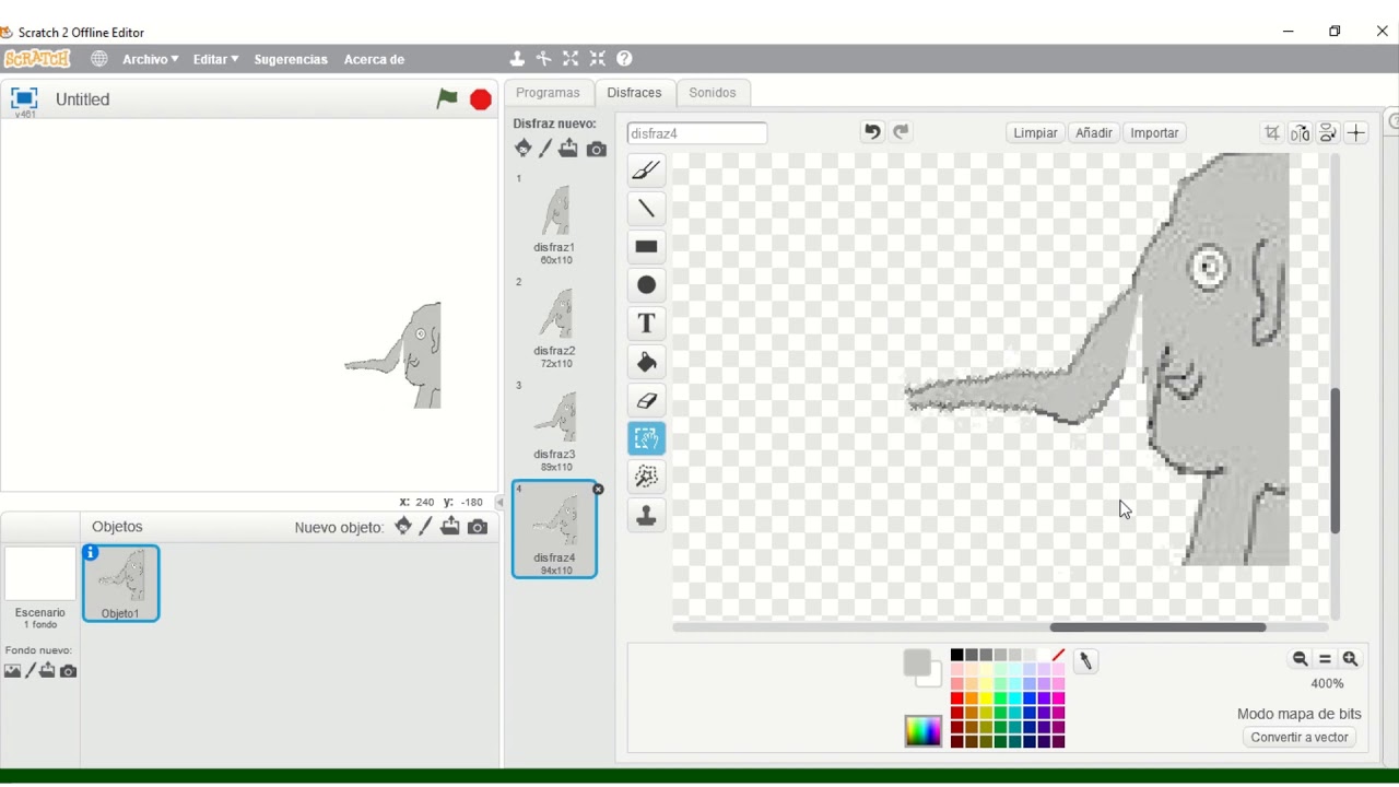 Como animar un dibujo en scratch, que ha sido creado en paint - YouTube