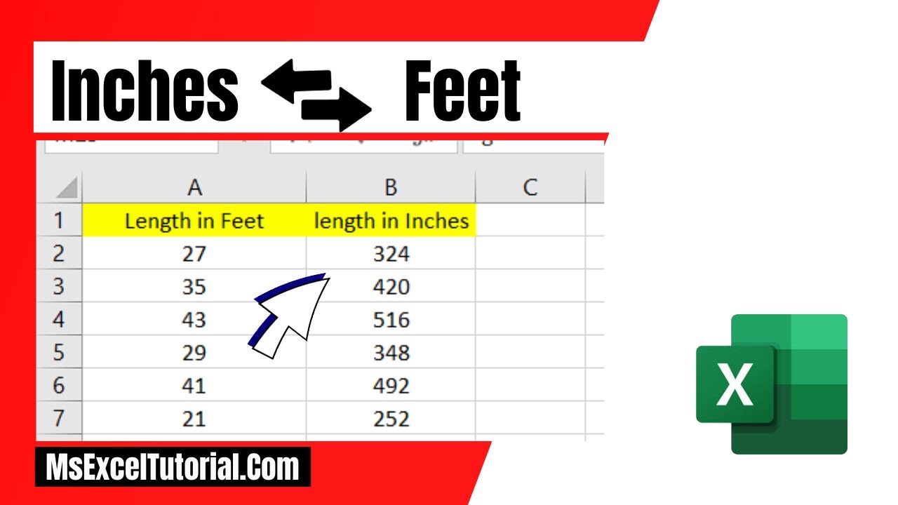 How to Convert Inches to Feet and Feet to Inches in Excel - YouTube