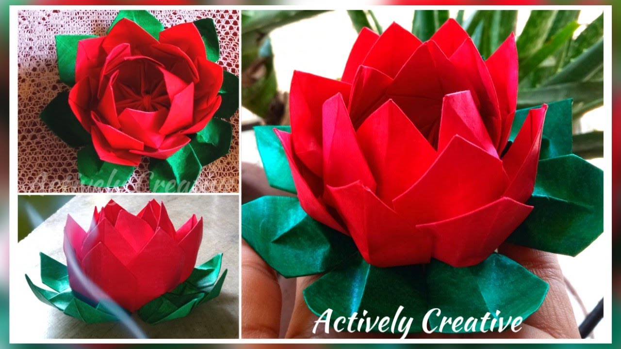Easy Unique Way To Make Origami Paper Lotus Flower Paper Lotus Decor Easy Unique Way To Make Origami Paper Lotus Flower Paper Lotus Decor