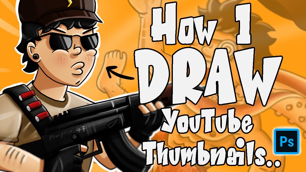 How i draw Custom YouTube Thumbnails| Photoshop speed art | Saniex ...
